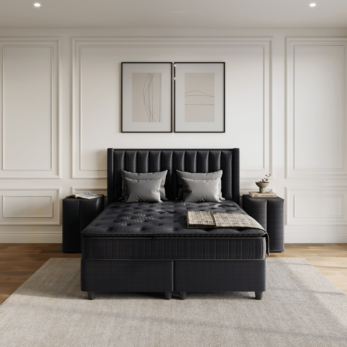 Obsidian Boxspring in Antraciet Velvet met Opbergruimte – LazyPillow